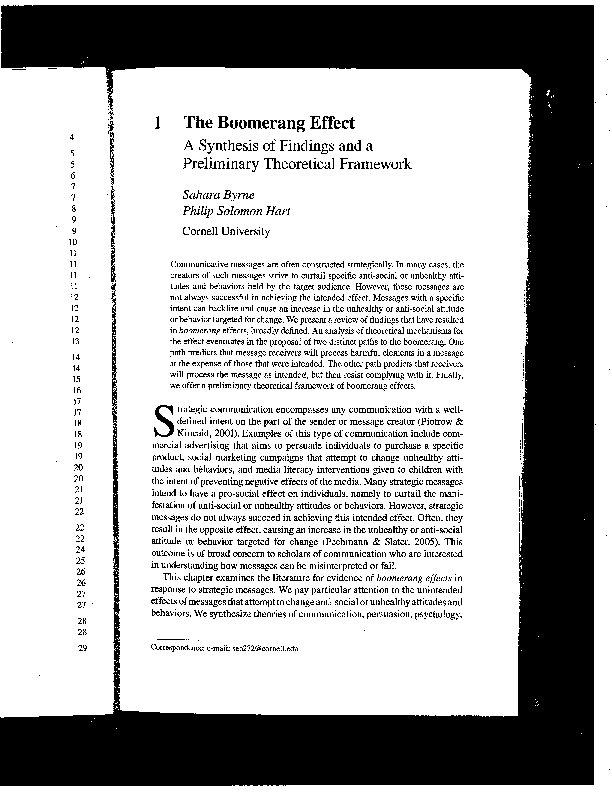 (PDF) The Boomerang Effect A Synthesis of Findings and a Preliminary ...