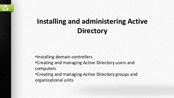 (PDF) Installing and administering Active Directory