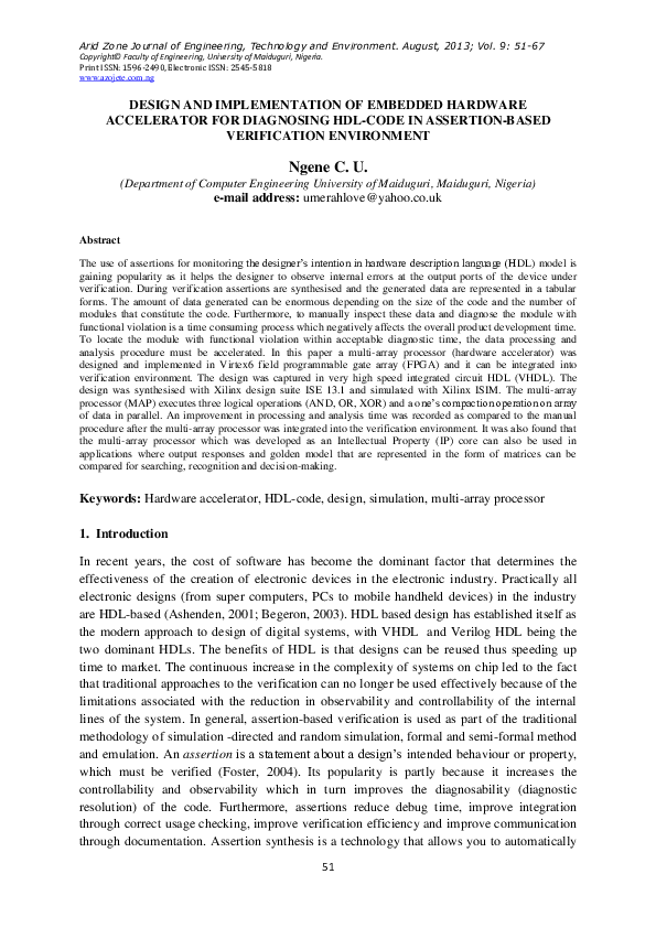 Pdf Design And Implementation Of Embedded Hardware Accelerator For Diagnosing Hdl Code In