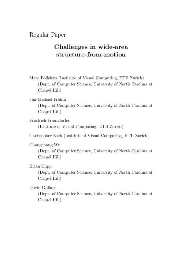 (PDF) Regular Paper Challenges in wide-area structure-from-motion