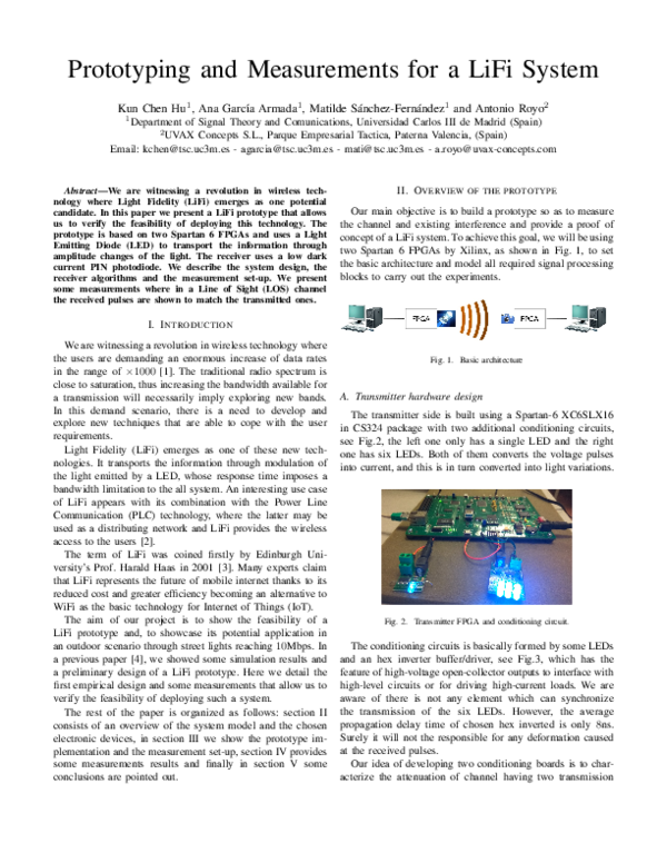 (PDF) Prototyping and measurements for a LiFi system