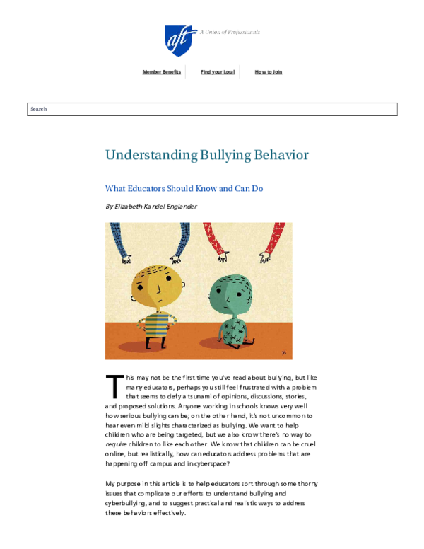 (PDF) Understanding Bullying Behavior