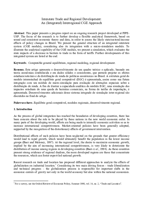 (PDF) Interstate Trade and Regional Development: An (Integrated ...