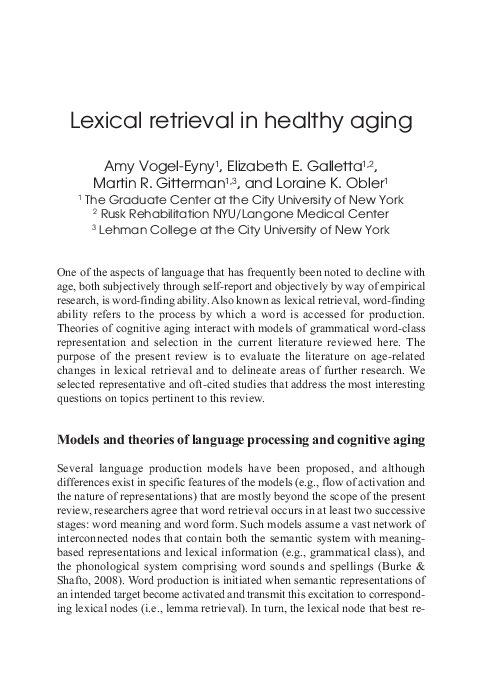 (PDF) Lexical retrieval in healthy aging