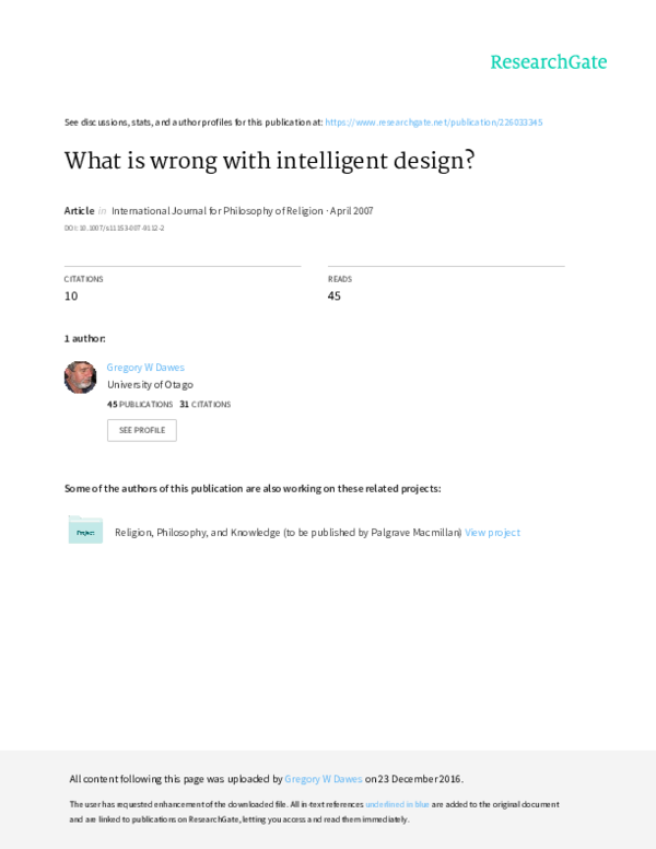 (PDF) What is wrong with intelligent design?