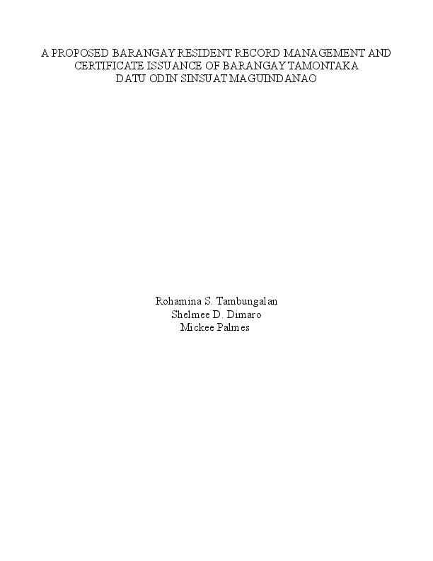 (DOC) BARANGAY MANAGEMENT
