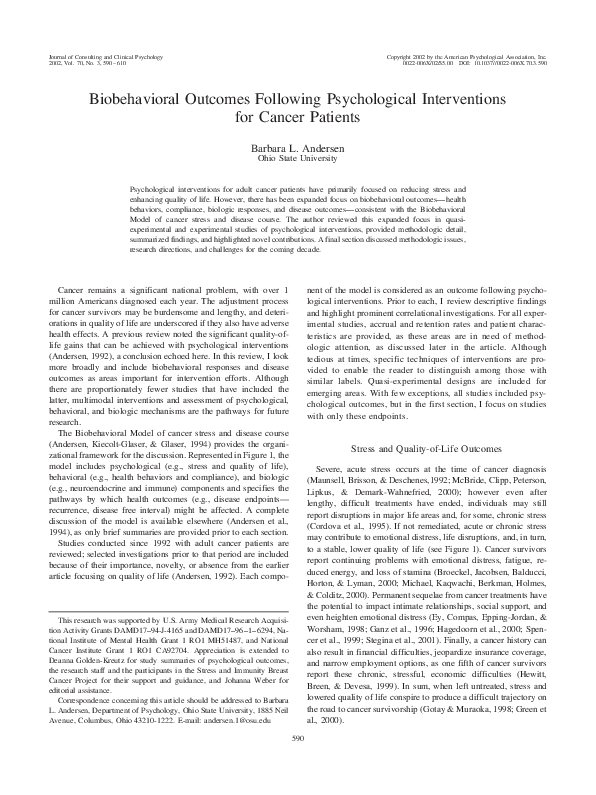 (PDF) Biobehavioral outcomes following psychological interventions for ...