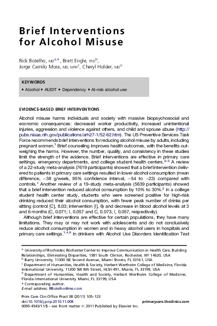 (PDF) Brief Interventions for Alcohol Misuse