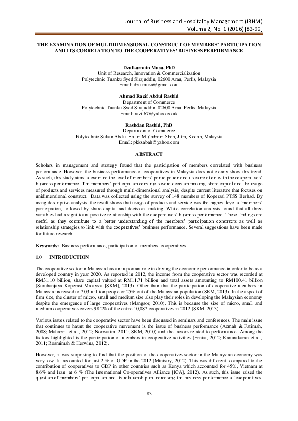 (PDF) The Examination of Multidimensional Construct of Members ...