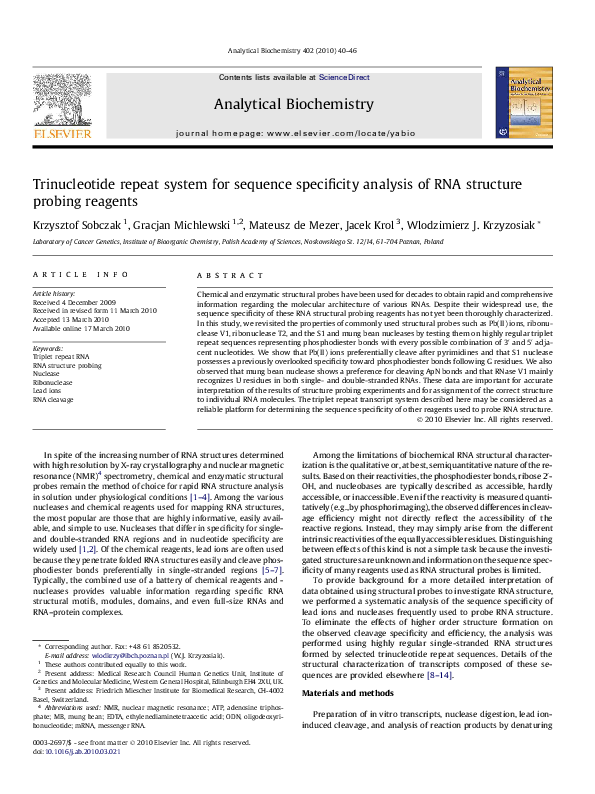 (PDF) Trinucleotide repeat system for sequence specificity analysis of ...