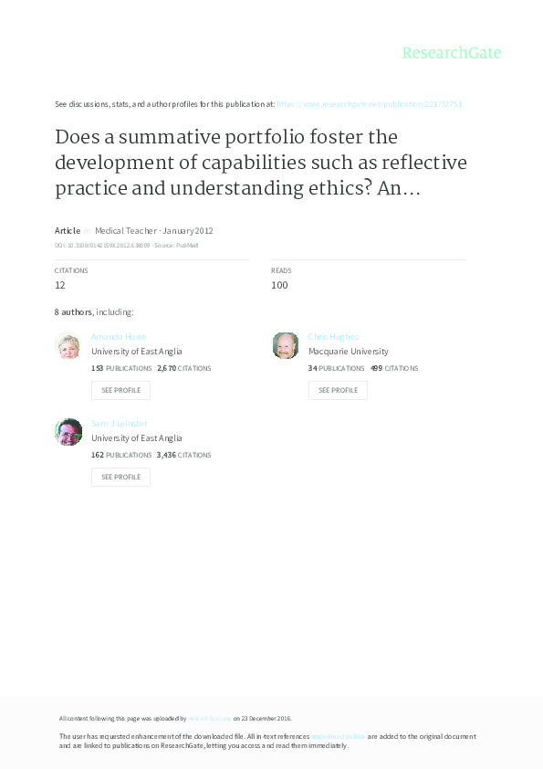 (PDF) Does a summative portfolio foster the development of capabilities ...