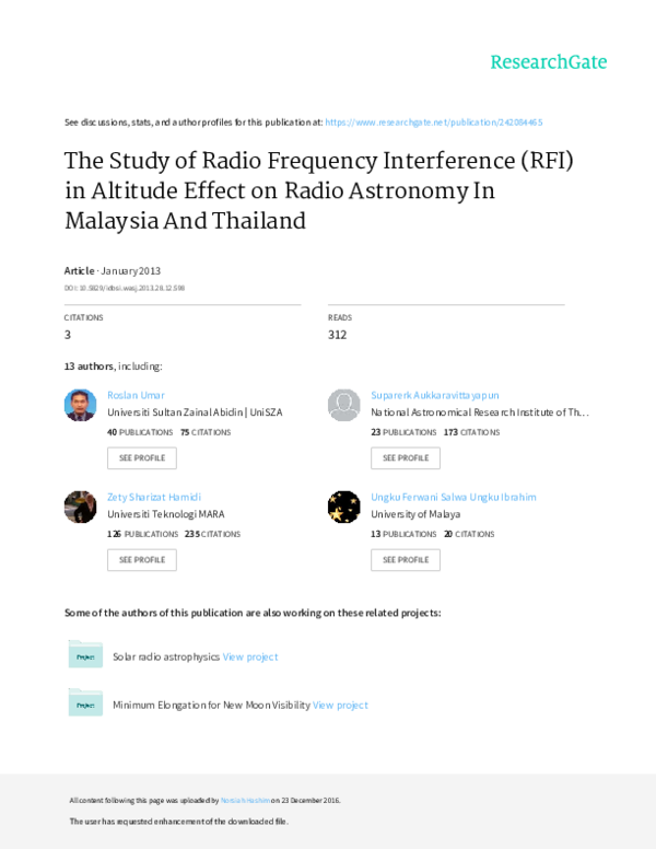 (PDF) The Study of Radio Frequency Interference (RFI) in Altitude ...