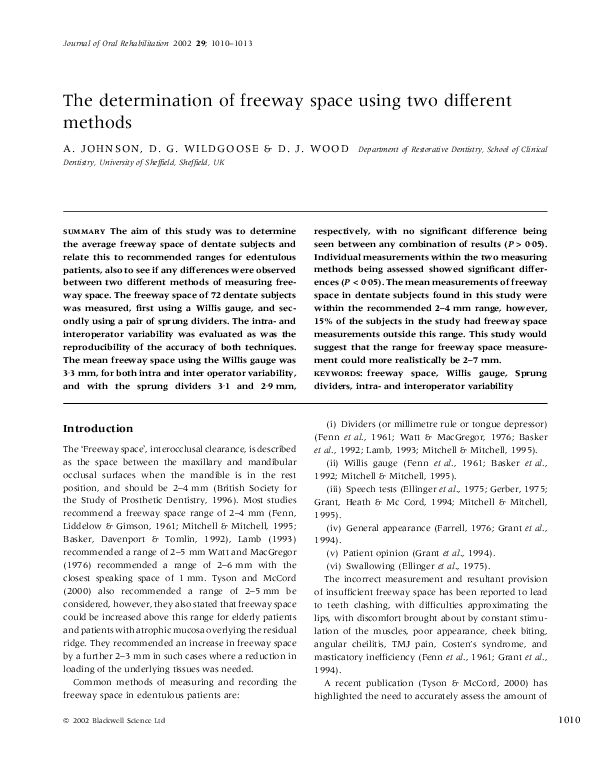 (PDF) The determination of freeway space using two different methods