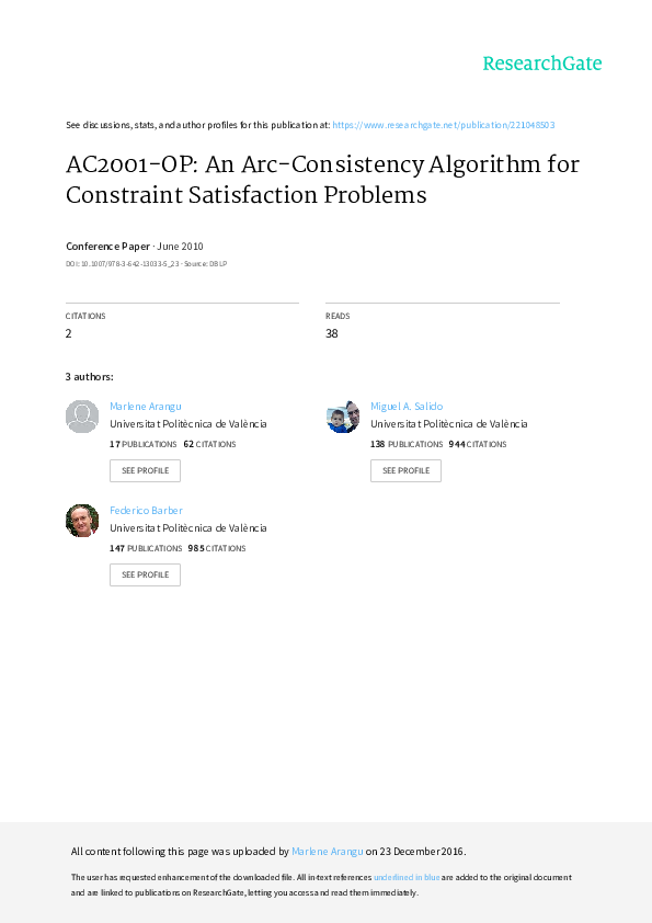 (PDF) AC2001-OP: an arc-consistency algorithm for constraint satisfaction problems