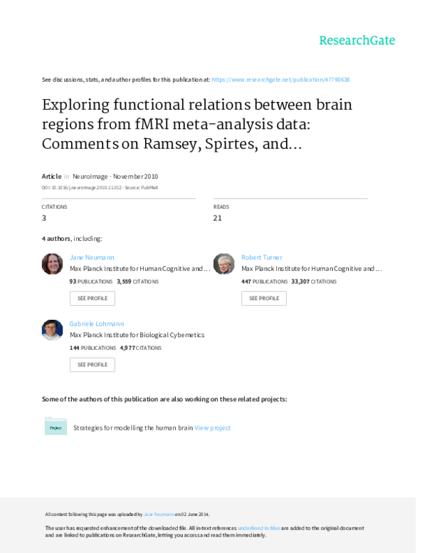 (PDF) Exploring functional relations between brain regions from fMRI ...