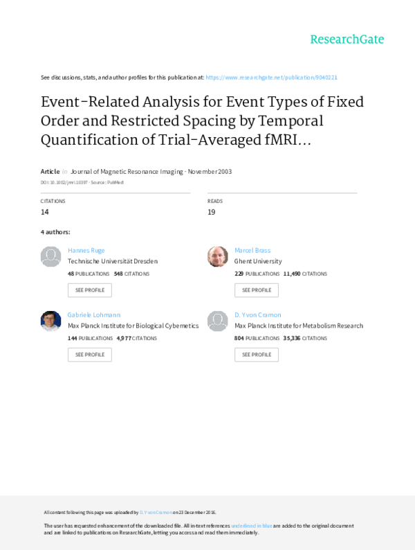 (PDF) Event‐related analysis for event types of fixed order and restricted spacing by temporal ...