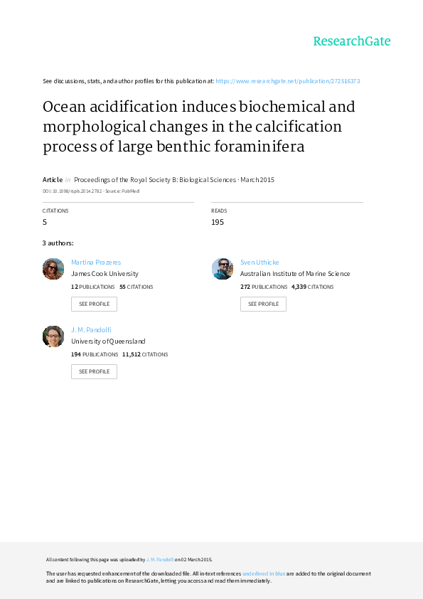 (PDF) Ocean acidification induces biochemical and morphological changes ...