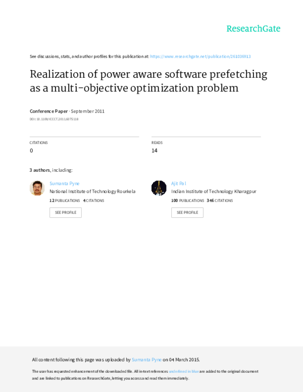 (PDF) Realization of power aware software prefetching as a multi-objective optimization problem