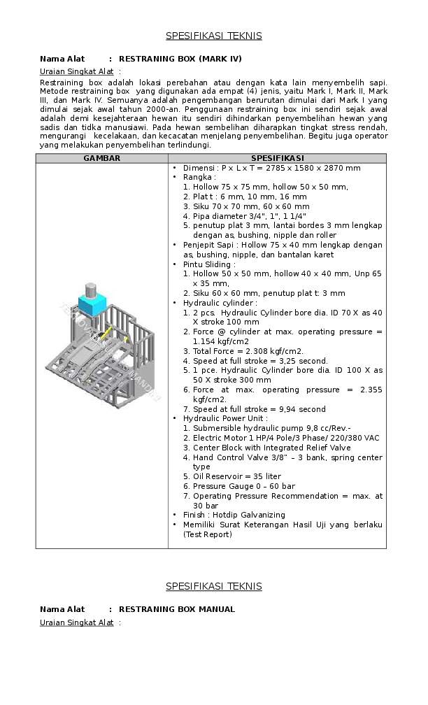 (DOC) SPESIFIKASI TEKNIS ALAT RPH