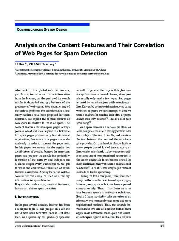 Pdf Analysis On The Content Features And Their Correlationof Web