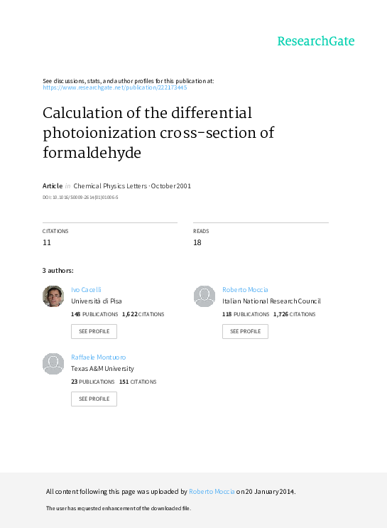(PDF) Calculation of the differential photoionization cross section of ...