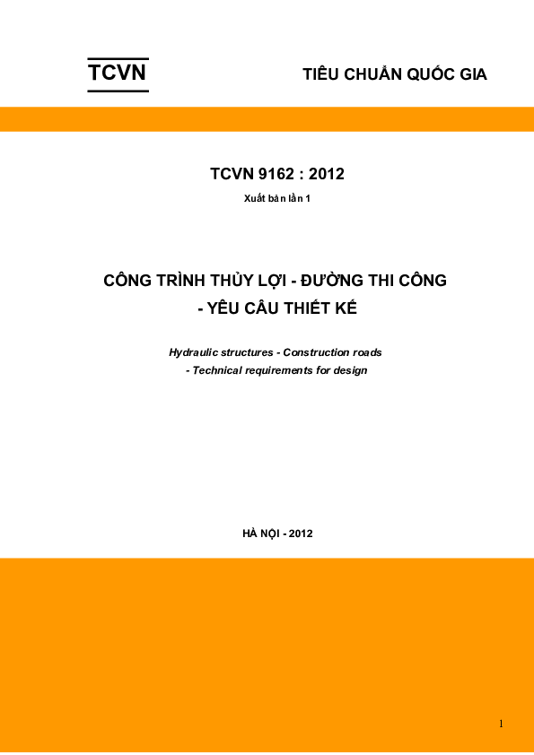 (DOC) TCVN 9162 : 2012 1 E A 5 1 E A 3 1 E A 7 CÔNG TRÌNH TH Y L I -Đ ...