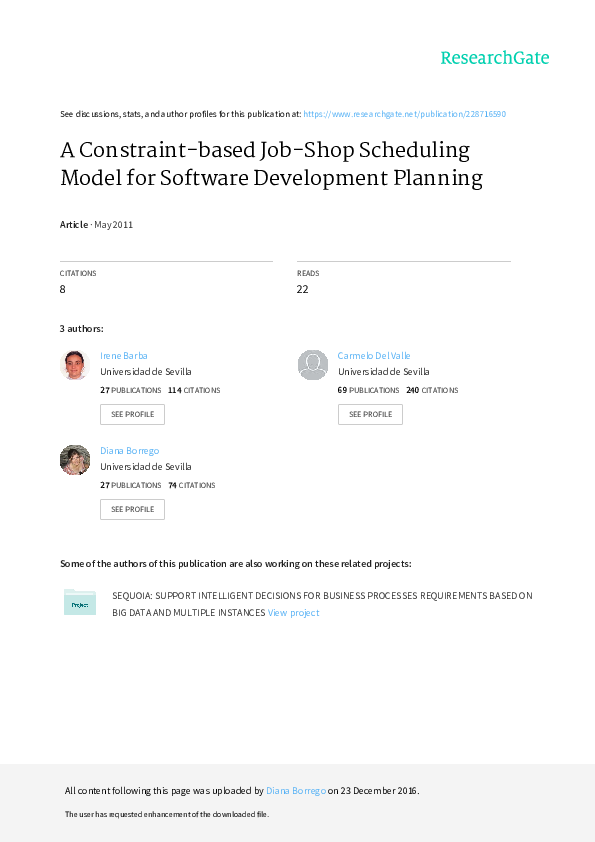 (PDF) A Constraint-based Job-Shop Scheduling Model for Software Development Planning