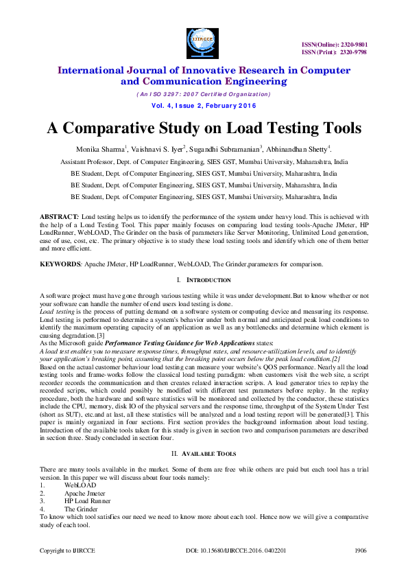 (PDF) A Comparative Study on Load Testing Tools