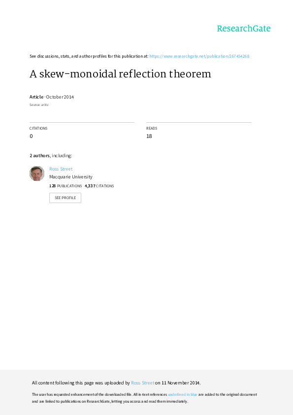 (PDF) A skew-monoidal reflection theorem
