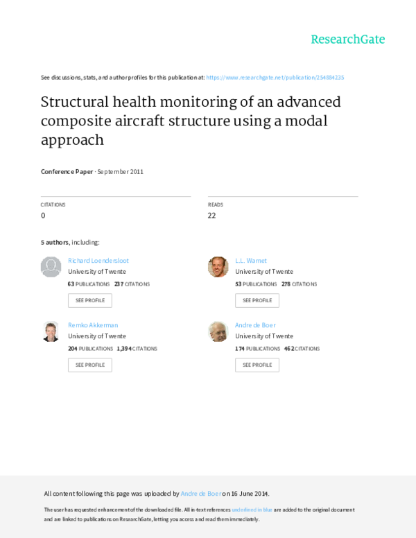 (PDF) Structural Health Monitoring of an Advanced Composite Aircraft ...