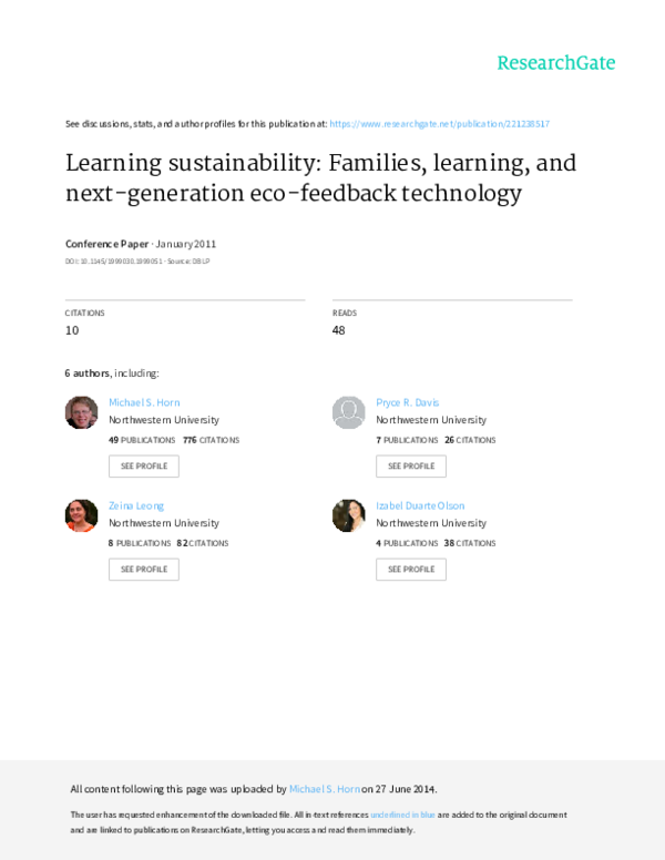 (PDF) Learning sustainability: families, learning, and next-generation ...