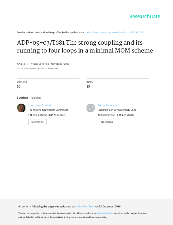 (PDF) Four-loop strong coupling in MOM scheme