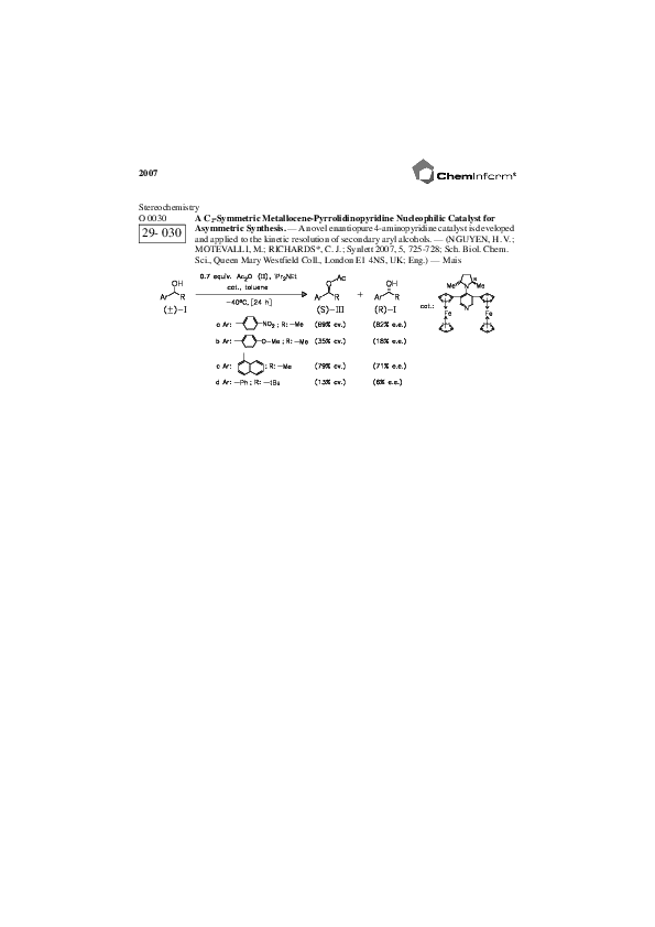 (PDF) A C2-Symmetric Metallocene-Pyrrolidinopyridine Nucleophilic Catalyst for Asymmetric Synthesis