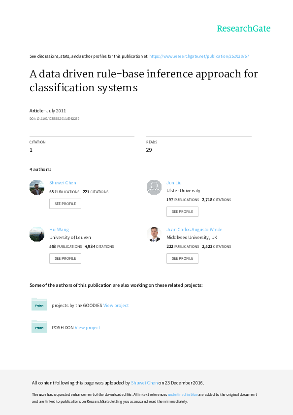 (PDF) A data driven rule-base inference approach for classification systems
