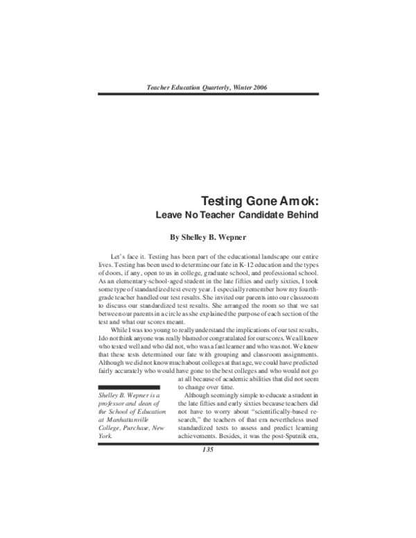 (PDF) Testing Gone Amok: Leave No Teacher Candidate behind