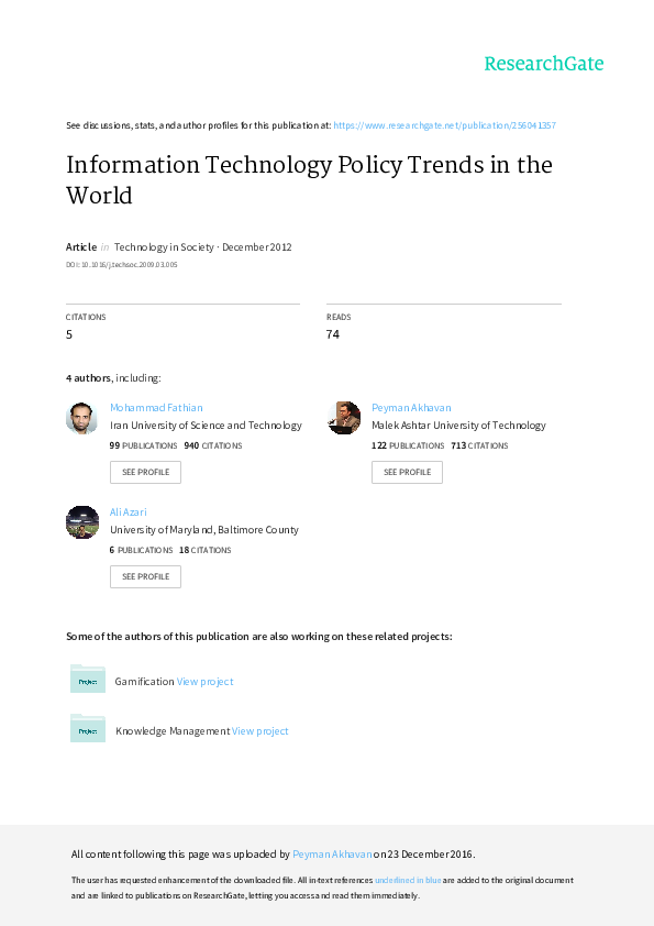 (PDF) Information technology policy trends in the world