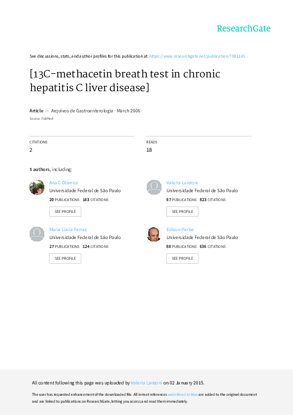 (PDF) [13C-methacetin breath test in chronic hepatitis C liver disease]