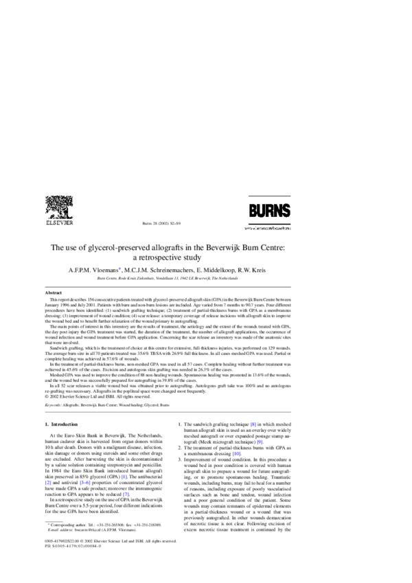 (PDF) The use of glycerol-preserved allografts in the Beverwijk Burn ...