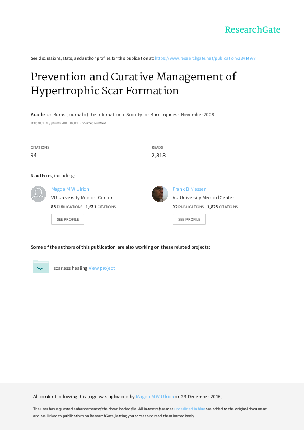 (PDF) Prevention and curative management of hypertrophic scar formation