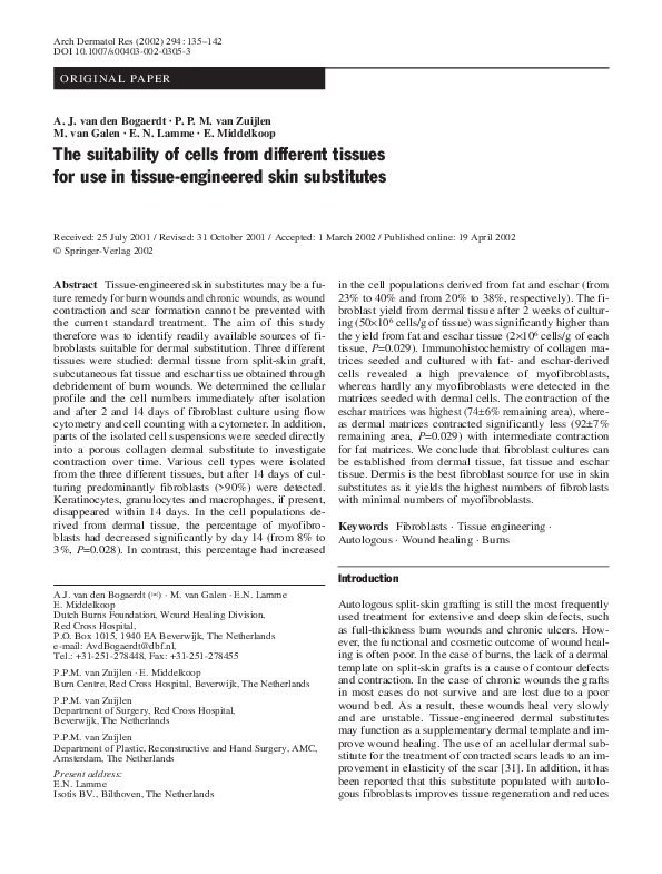 (PDF) The suitability of cells from different tissues for use in tissue ...