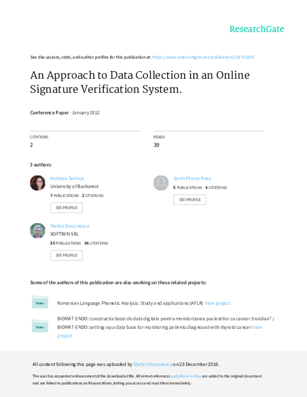 (PDF) An Approach to Data Collection in an Online Signature ...