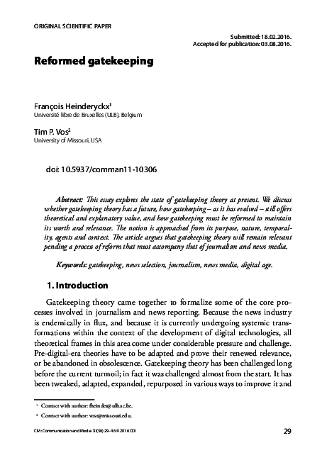 (PDF) Reformed gatekeeping