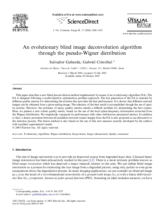 (PDF) An evolutionary blind image deconvolution algorithm through the pseudo-Wigner distribution