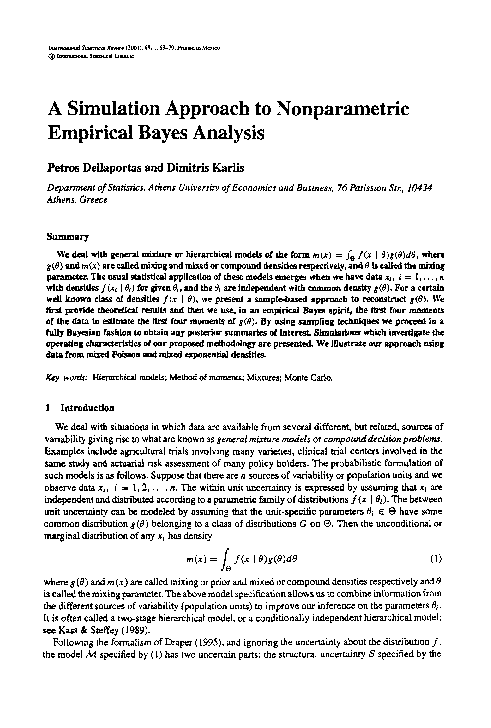 Pdf A Simulation Approach To Nonparametric Empirical Bayes Analysis