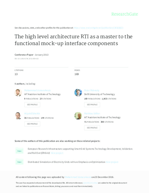 (PDF) The High Level Architecture {RTI} as a master to the Functional ...