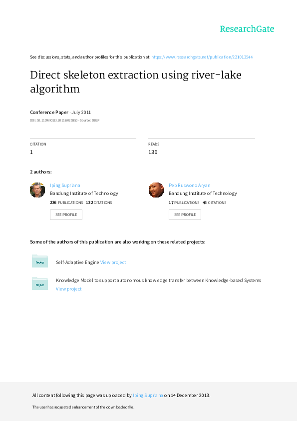 (PDF) Direct skeleton extraction using river-lake algorithm