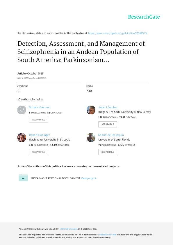 (PDF) Detection, Assessment, and Management of Schizophrenia in an ...