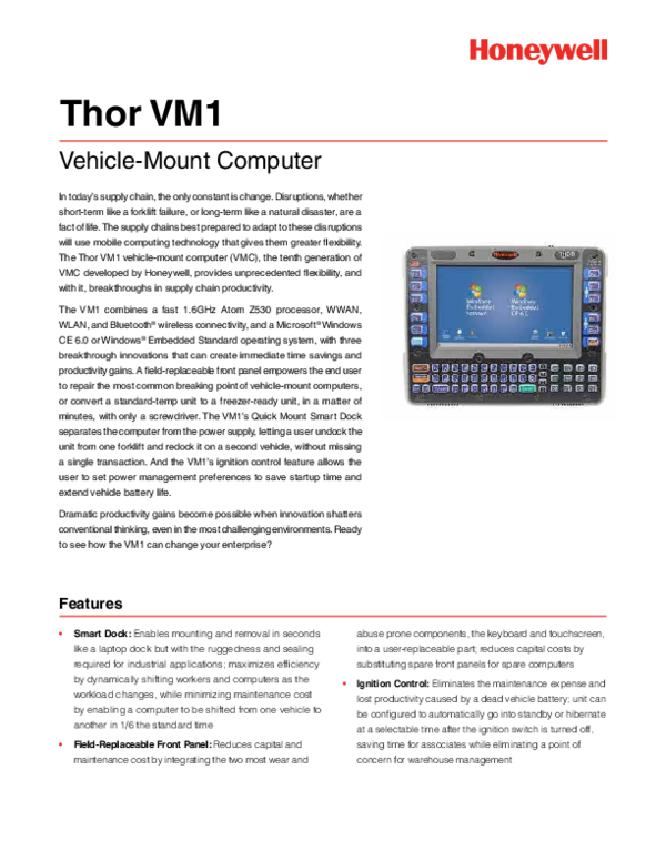 (PDF) Thor VM1 Vehicle-Mount Computer Data Sheet | Yesumad S - Academia.edu