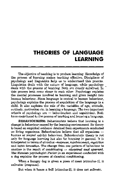 (PDF) Theories of Language Learning