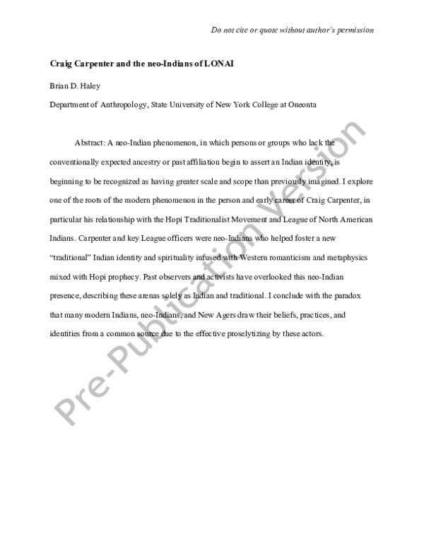 (PDF) Craig Carpenter and the neo-Indians of LONAI